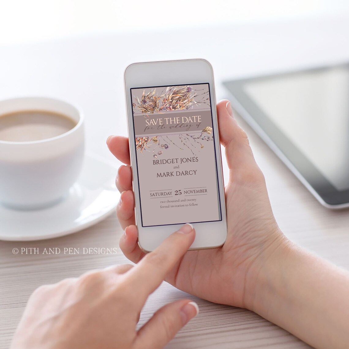 Rustic Thistle Wedding Save the Date DIY Custom Evite | Etsy