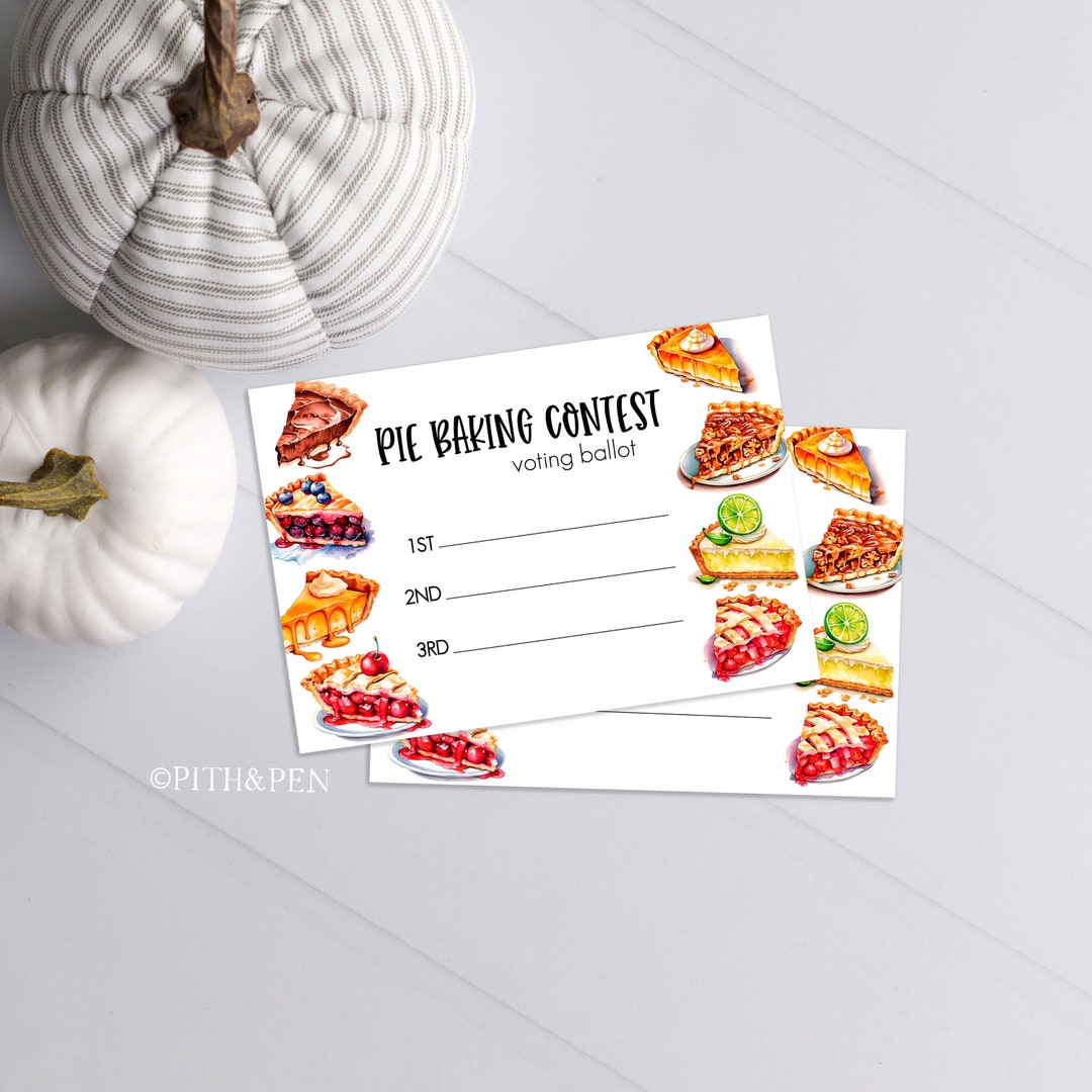 Pie Contest Voting Card | Thanksgiving Contest Ballot | Editable or ...