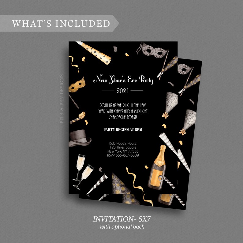 New Year's Eve Printable Party Invitation NYE Party - Etsy