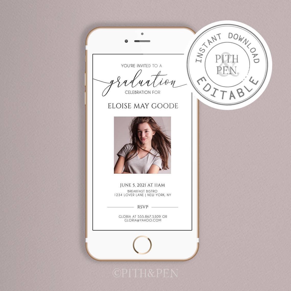 Digital Graduation Party Invitation DIY Electronic Grad - Etsy