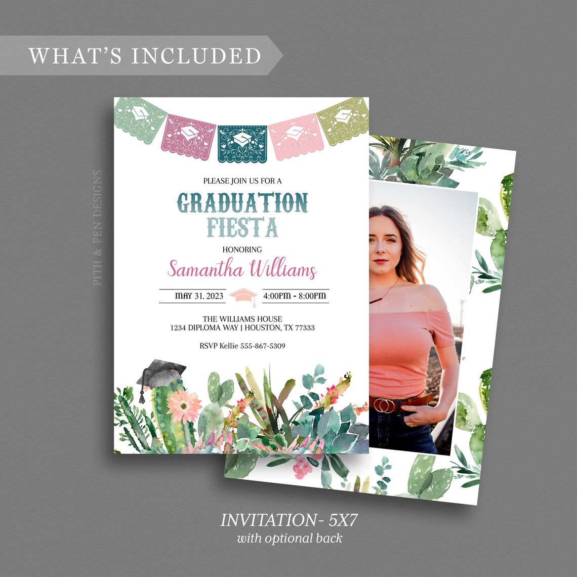 Graduation Fiesta Party Invitation DIY Printable Custom Photo - Etsy