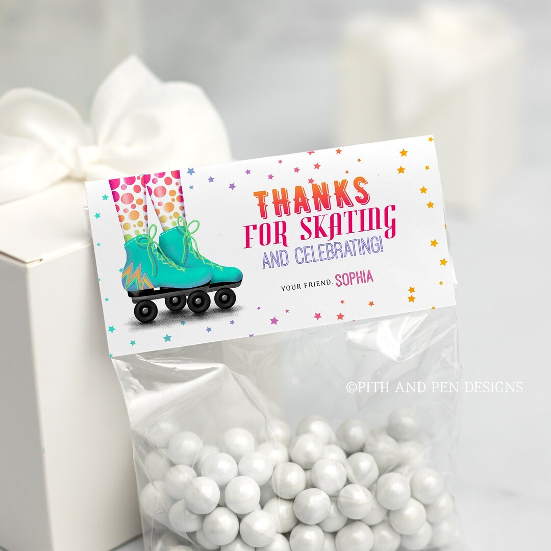 Roller Skating Folded Gift Tag, Birthday Party Favor, Instant Download ...