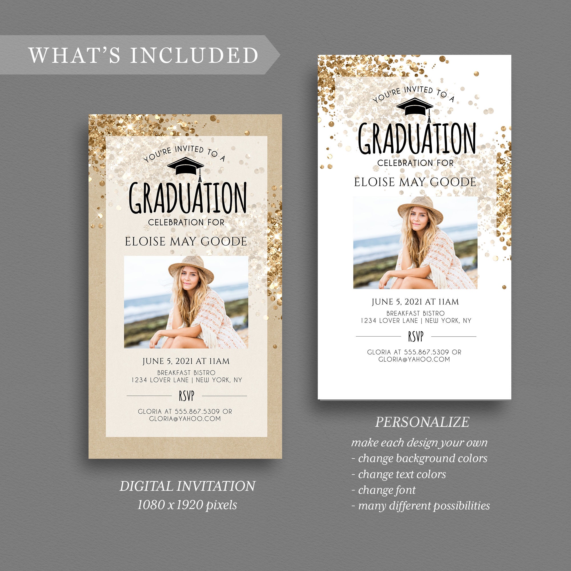 Digital Graduation Party Invitation DIY Electronic Grad - Etsy