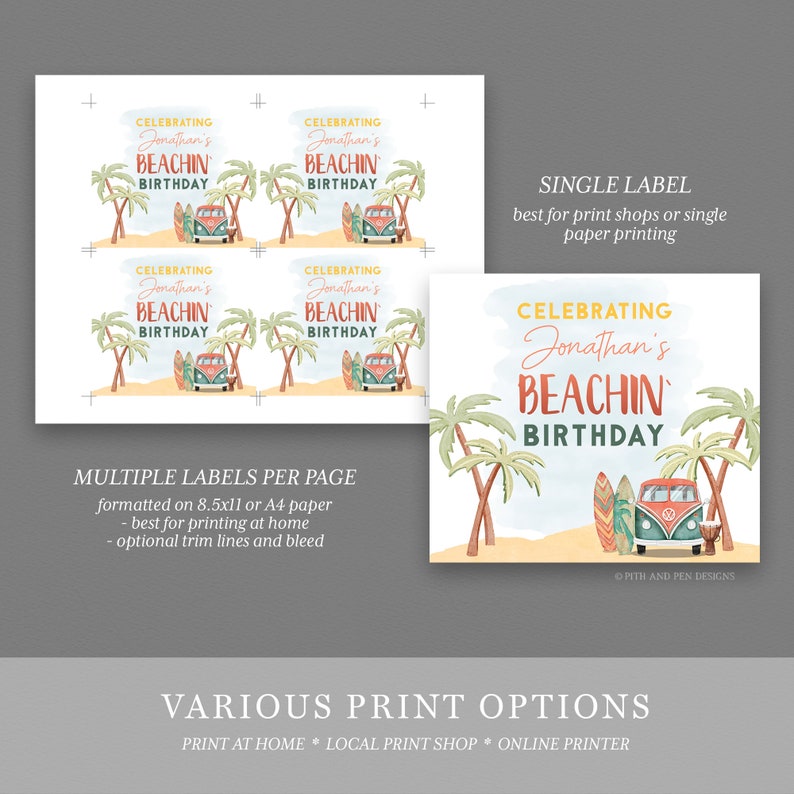 Printable Beach Birthday Beer Labels DIY Beer Labels Instant | Etsy