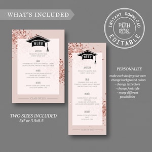 Graduation Dinner Menu, Printable Dinner Menu, Instant Download ...