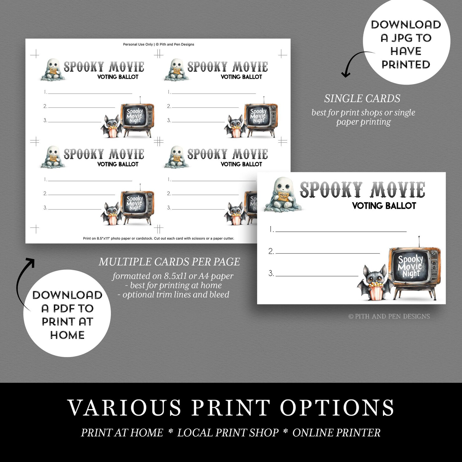 Halloween Spooky Movie Voting Card | What to Watch | Editable or ...