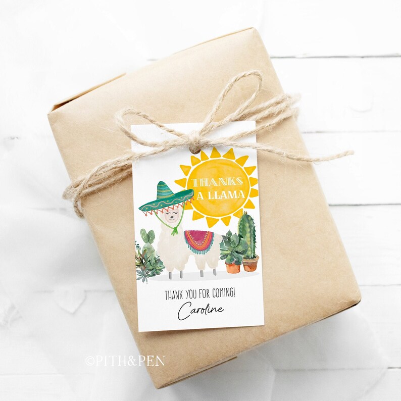 Fiesta Llama Gift Tag EDITABLE Thank You Tag Instant - Etsy