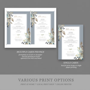 Blue and Gray Wedding Menu, Slate Blue Dinner Menu, Printable Event ...