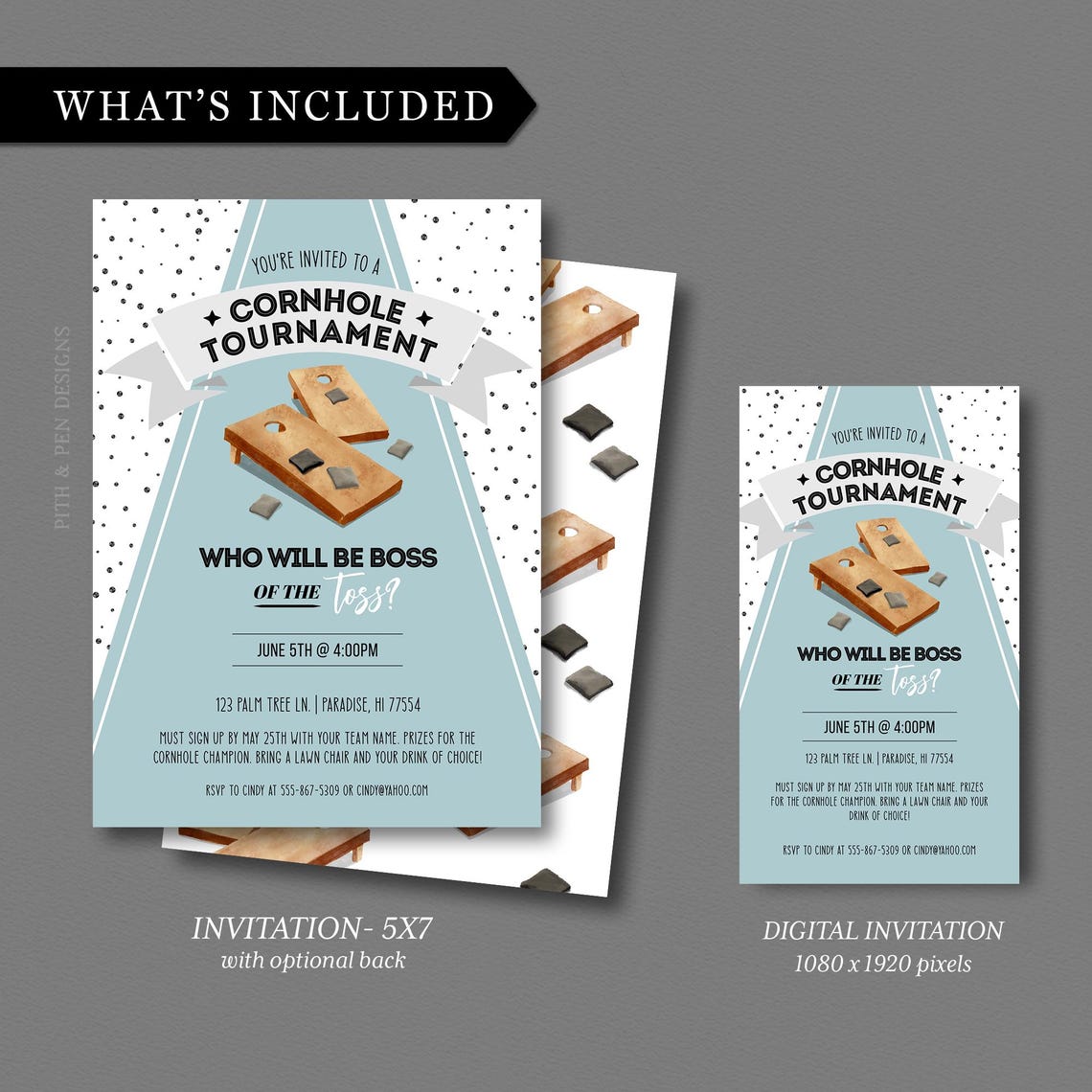 Cornhole Party Invitation | Tournament Invite | Printable and Digital ...