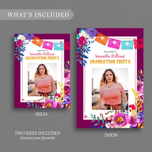 Graduation Fiesta Welcome Sign, Photo Poster, Printable Template, Corjl ...