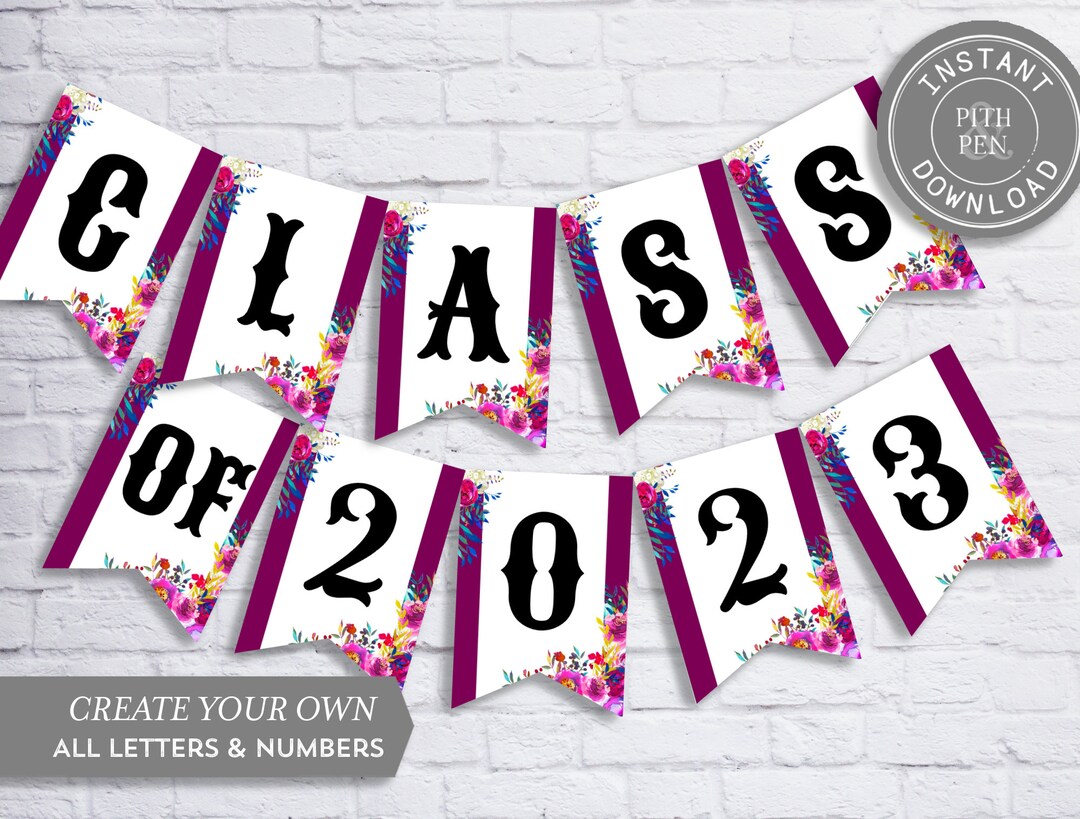 Fiesta Graduation Banner, Alphabet A-Z, Numbers & Punctuation, Create ...