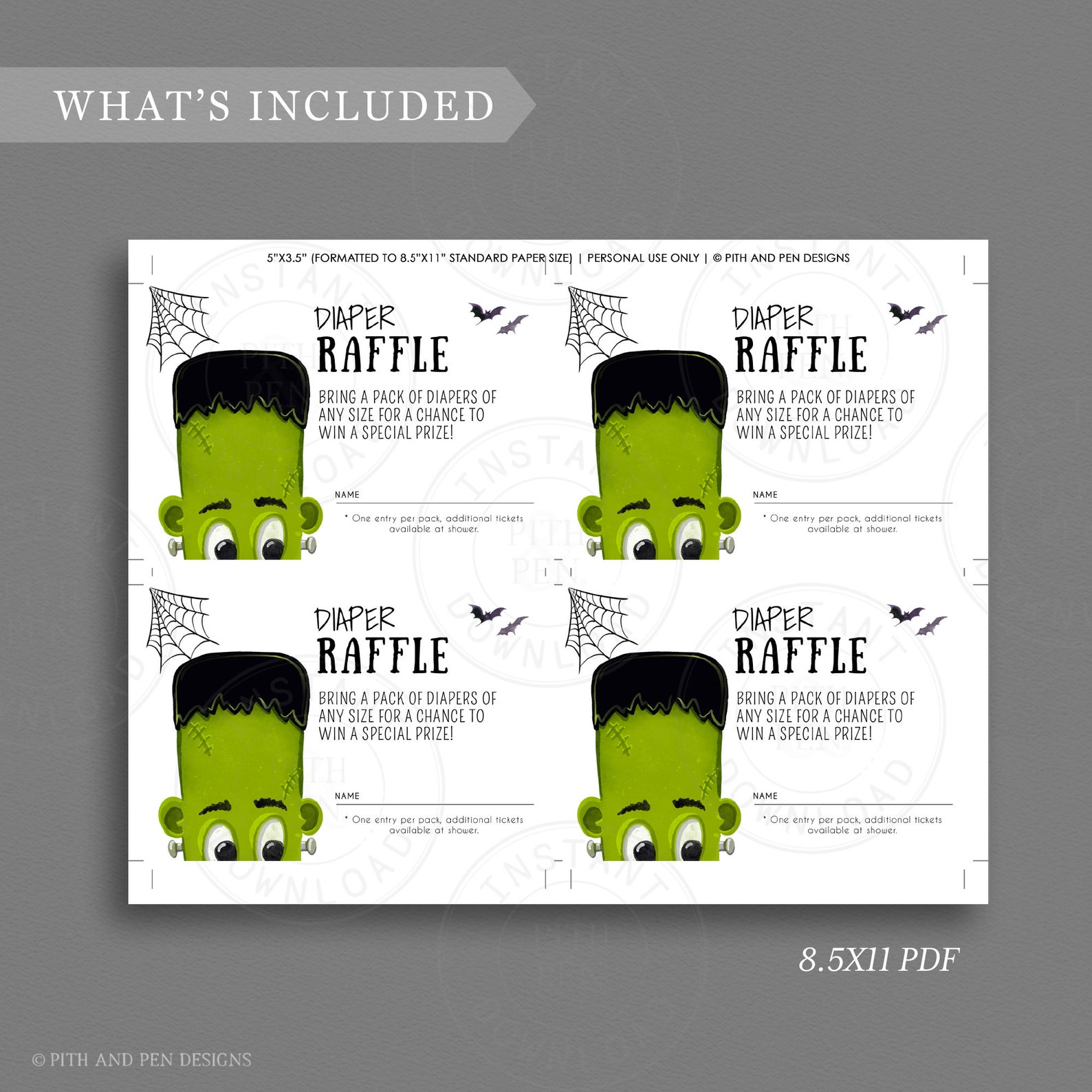 Halloween Diaper Raffle Cards Printable Baby Shower Inserts | Etsy