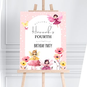 Fairy Birthday Party Sign, Printable Welcome Sign, Corjl #083-06WS - Etsy