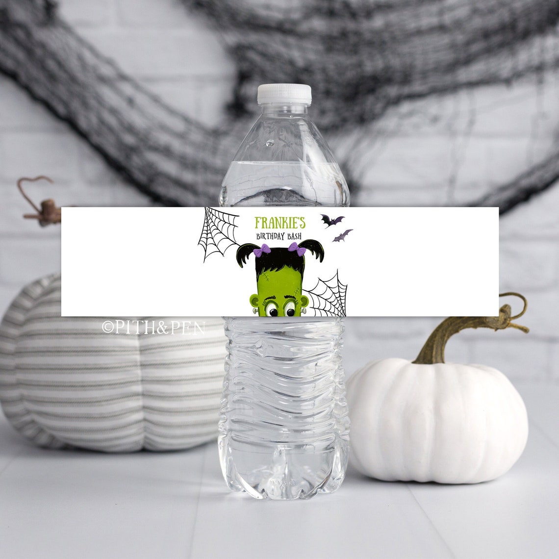 Frankenstein Halloween Water Bottle Label, PRINTABLE Birthday, Instant ...