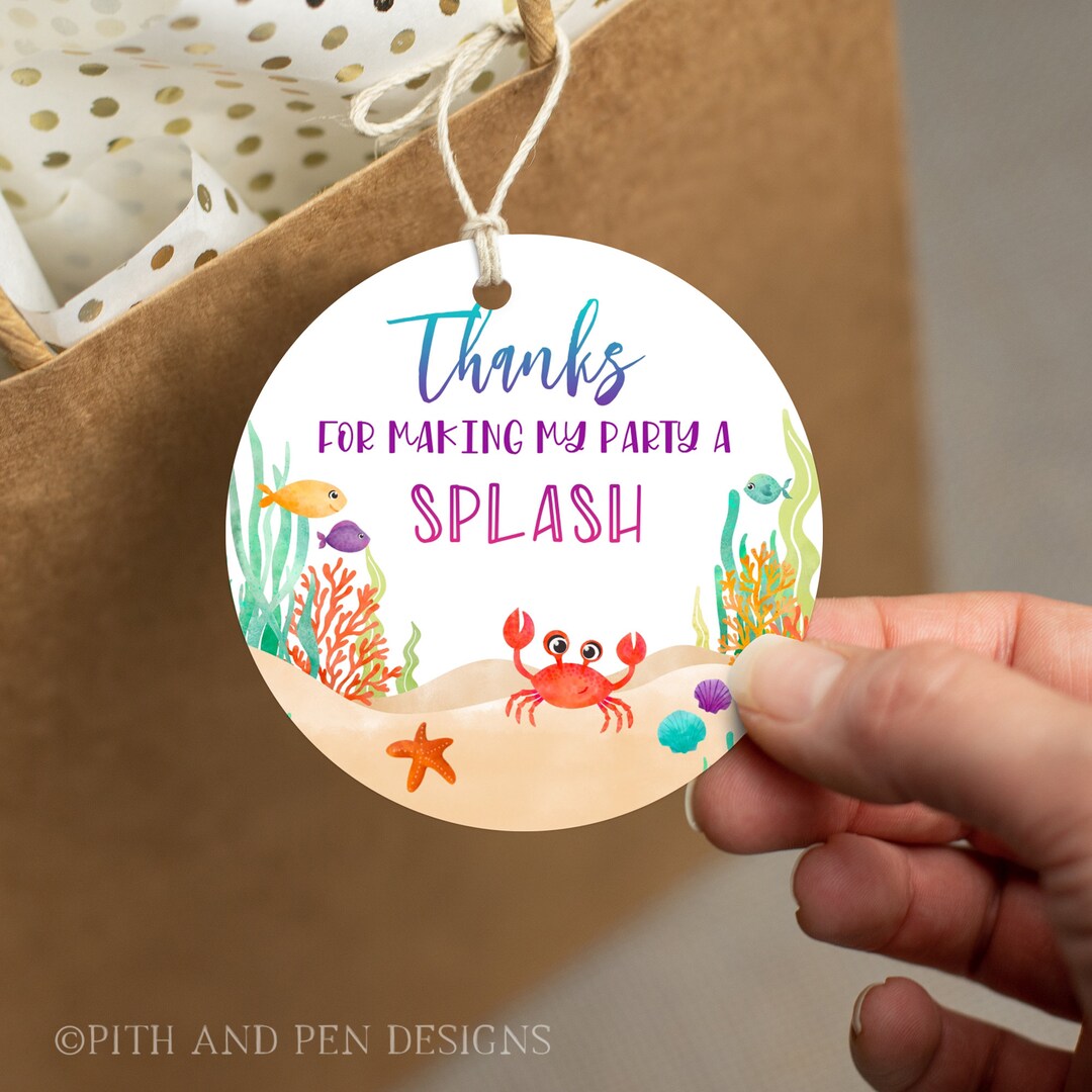 Mermaid Party Gift Tag, PRINTABLE Favors Tag, Instant Download, Corjl ...