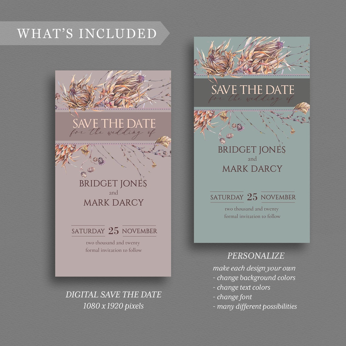 Rustic Thistle Wedding Save the Date DIY Custom Evite | Etsy