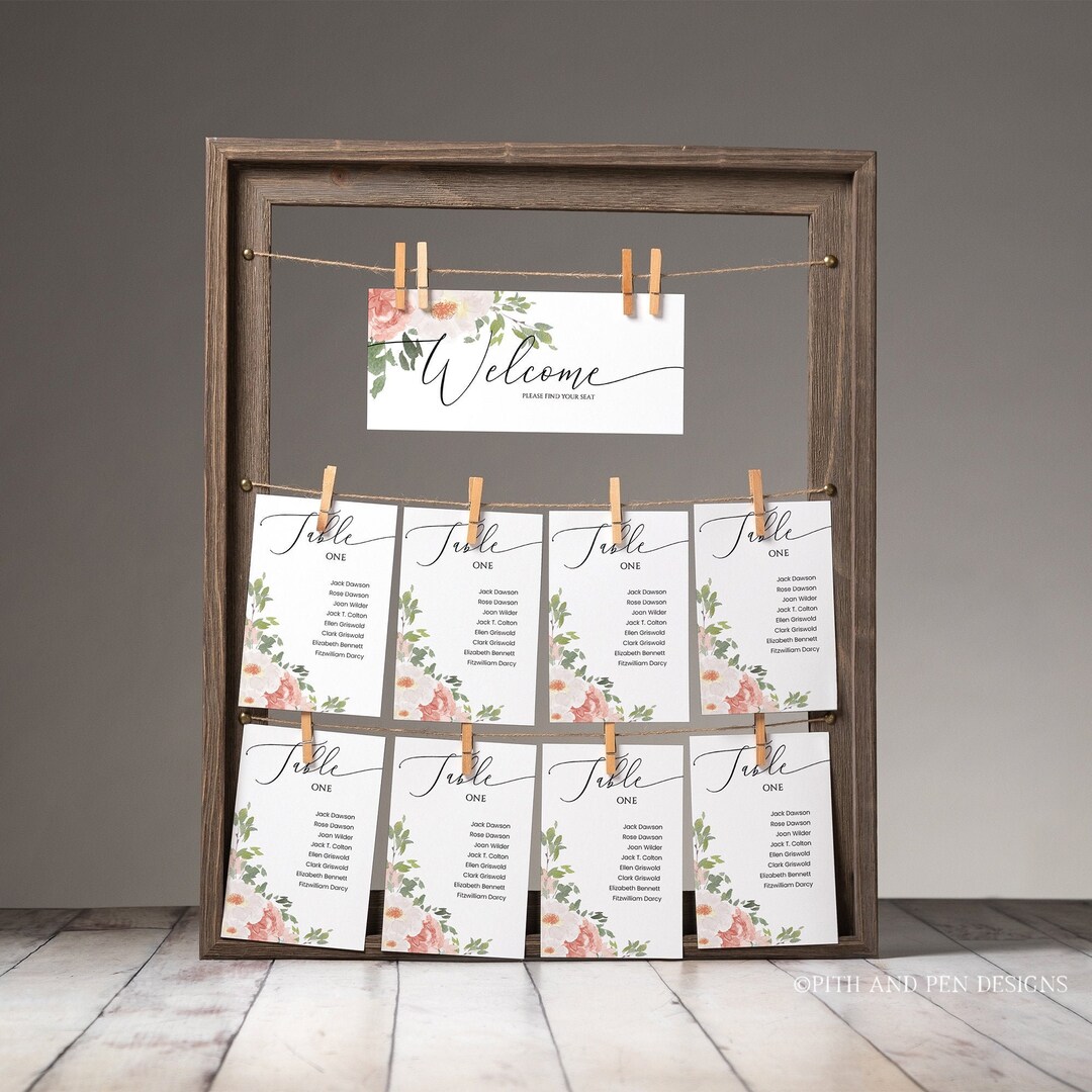 Seating Chart Cards, DIY Printable Wedding, Reception Decor, Instant ...