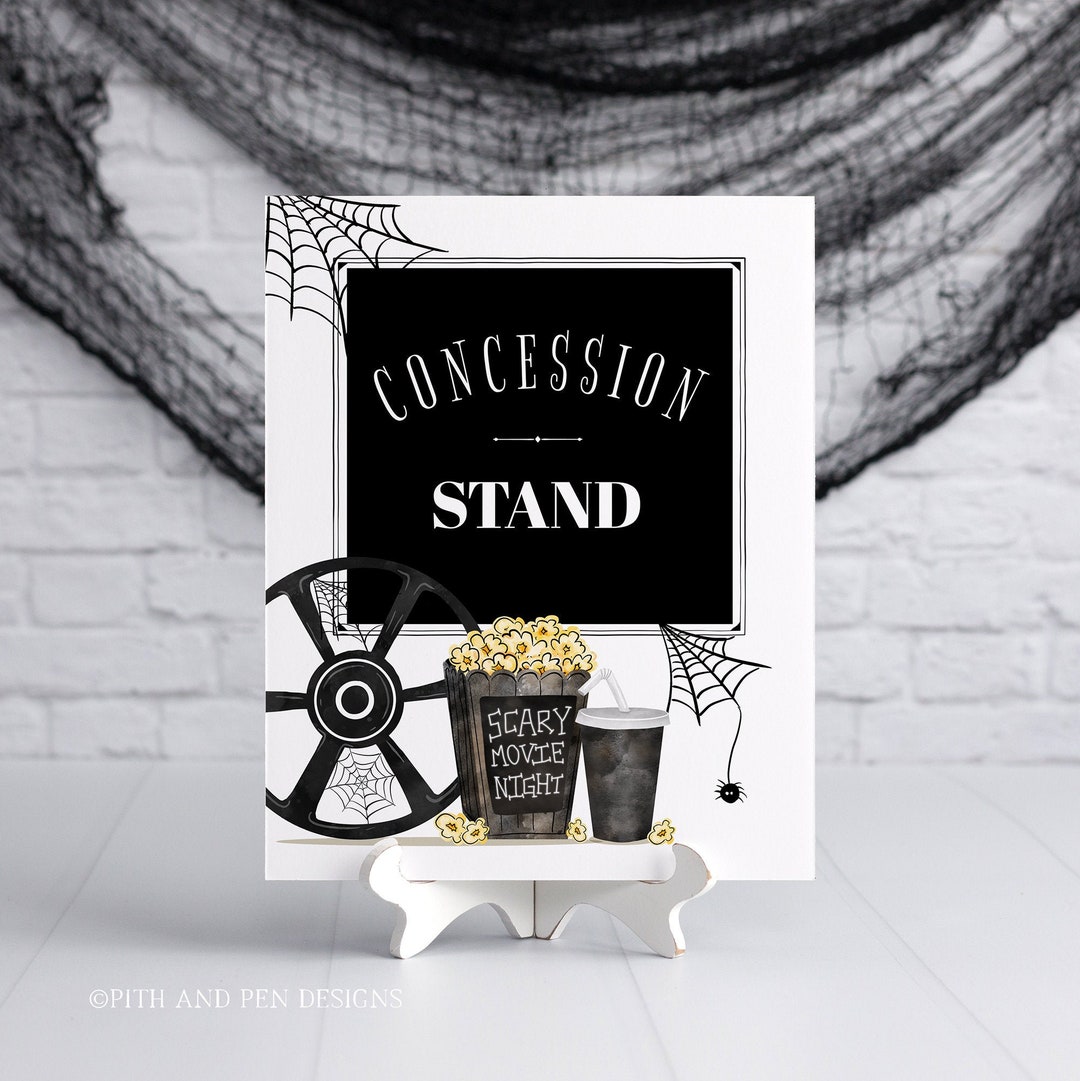 Halloween Movie Concession Stand Sign, Printable Party Sign, Instant ...