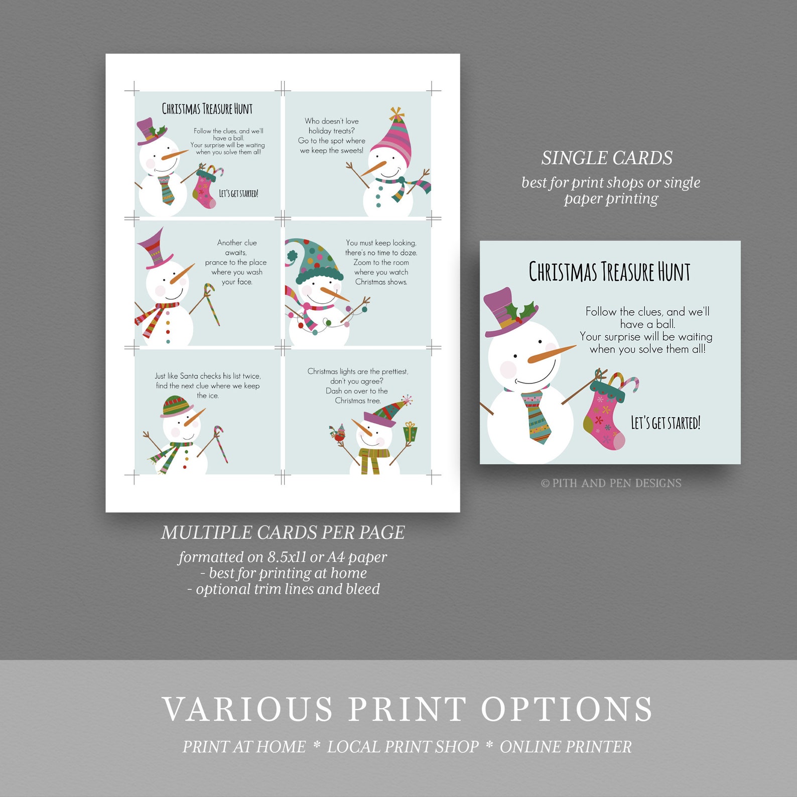 Christmas Treasure Hunt Cards Scavenger Hunt Holiday Party - Etsy