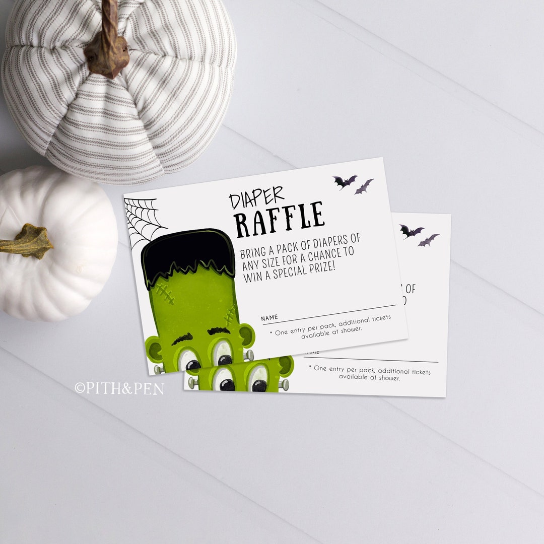 Halloween Diaper Raffle Cards, Printable Baby Shower Inserts, Instant ...