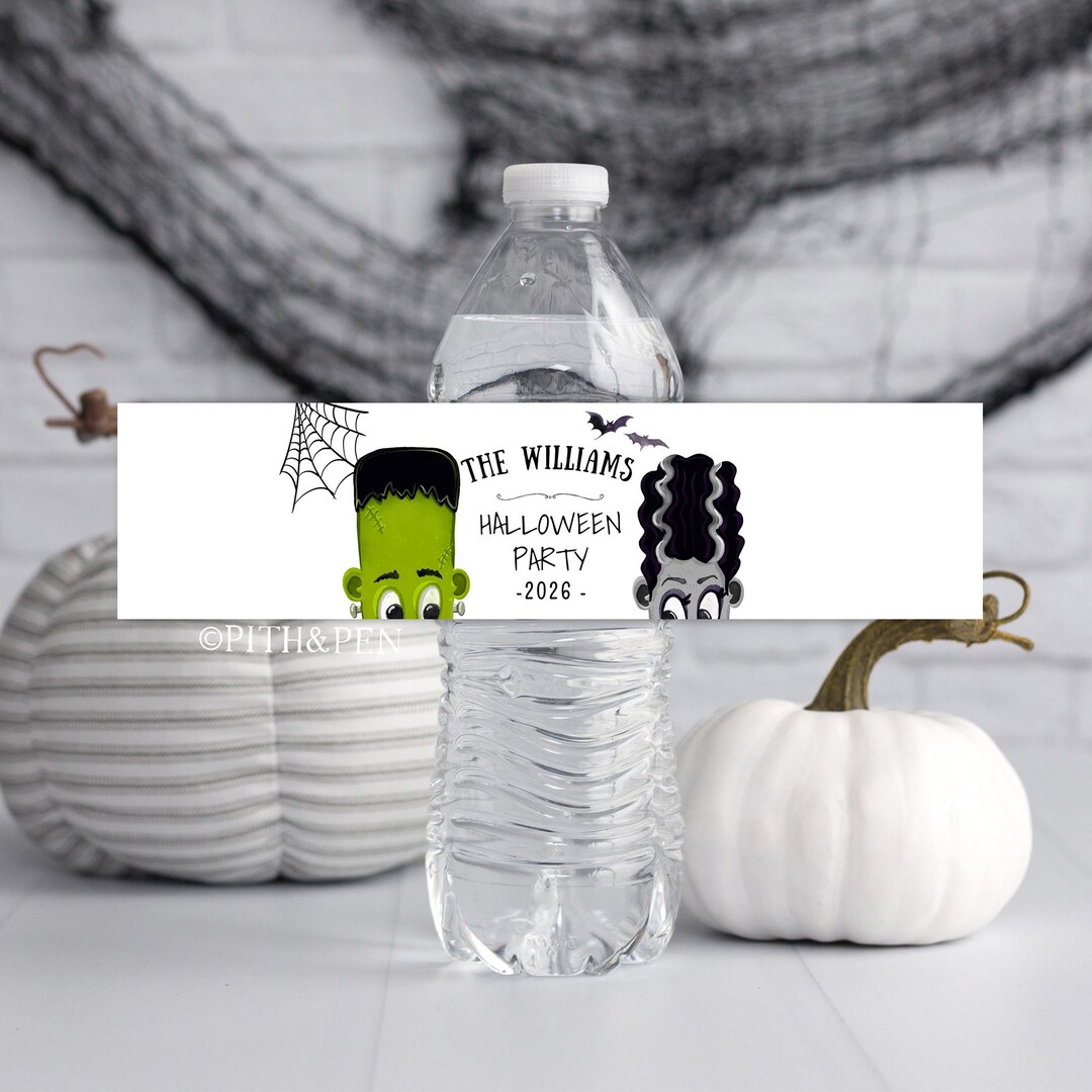 Frankenstein Water Bottle Label | PRINTABLE Halloween Party - Corjl ...