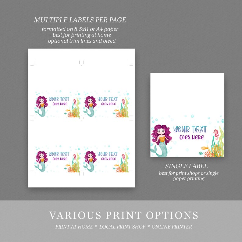 Mermaid Party Food Label, Under the Sea Printable, Instant Download ...