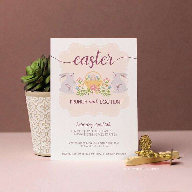 Easter Brunch and Egg Hunt Invitation | Printable and Digital | Corjl ...