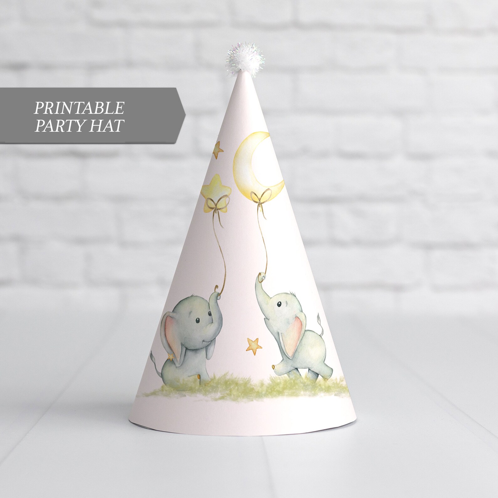 Elephant Party Hat DIY Birthday Party Printable Party Decor - Etsy