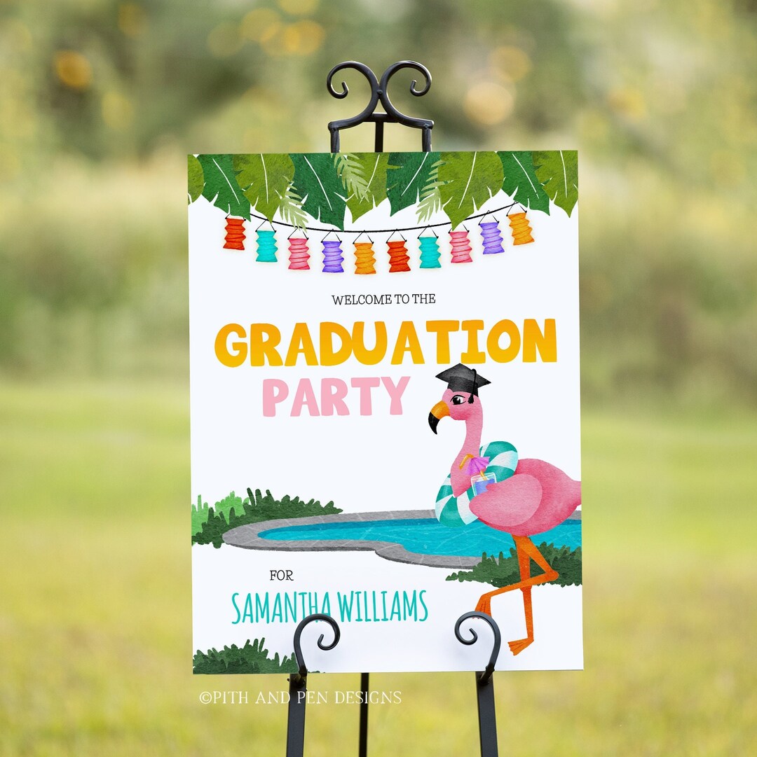 Graduation Pool Party Welcome Sign, High School Grad Welcome, Printable ...