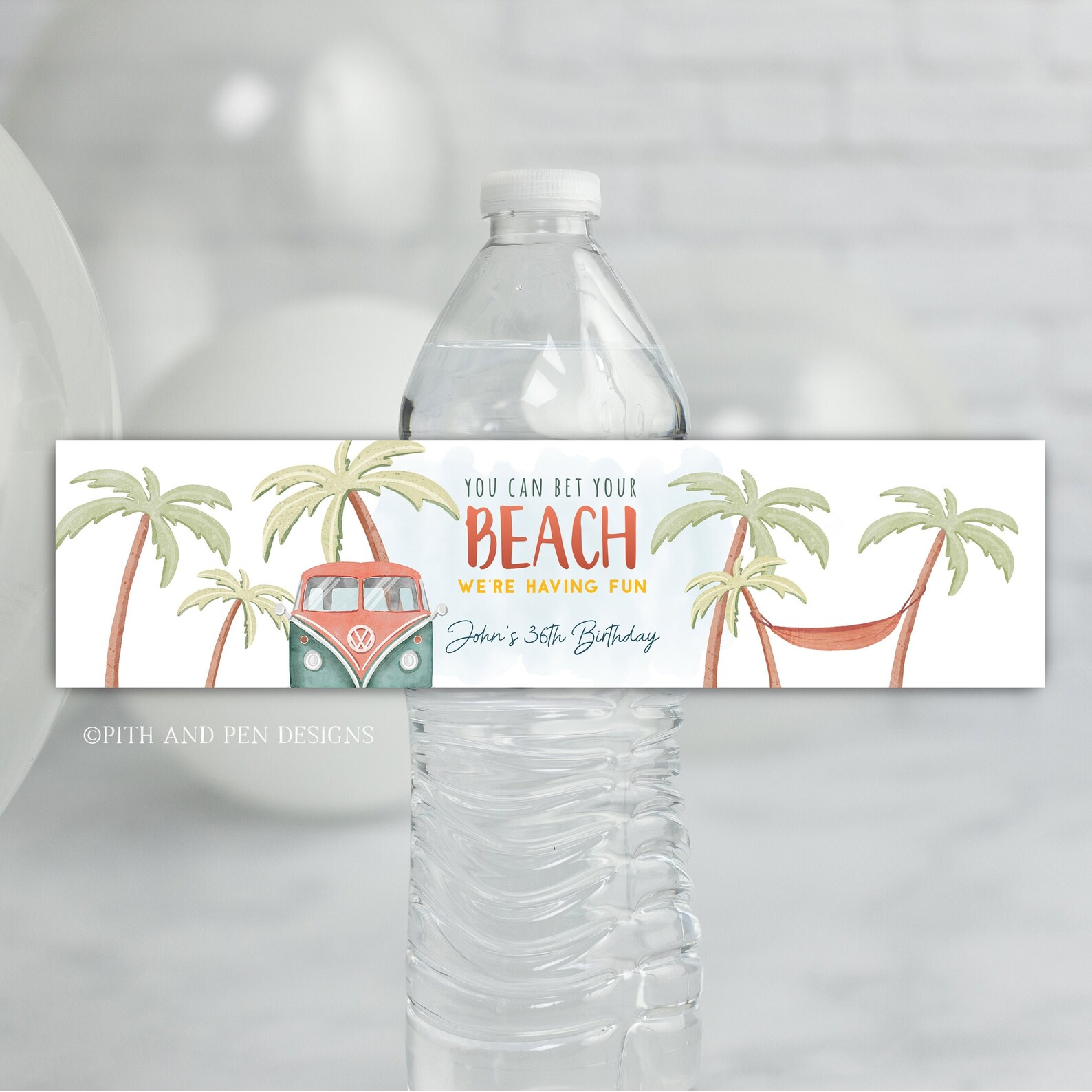 Beach Party Water Bottle Label PRINTABLE Tropical Party - Etsy