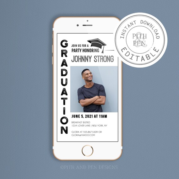 Digital Graduation Invitation DIY Electronic Grad Evite | Etsy