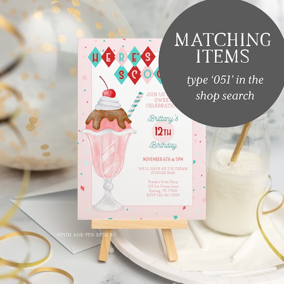 Ice Cream Sundae Party Invitation