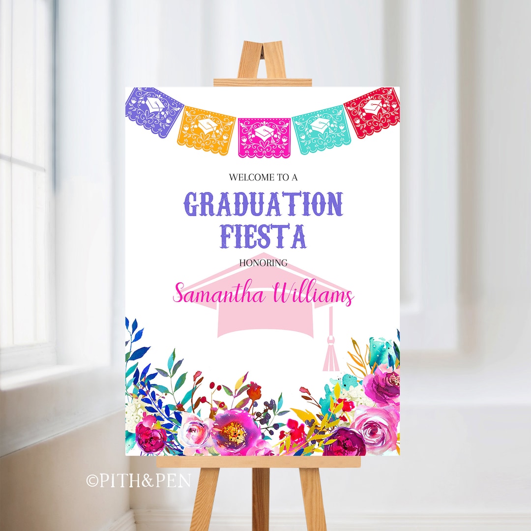 Graduation Fiesta Welcome Sign, High School Grad Welcome, Printable ...
