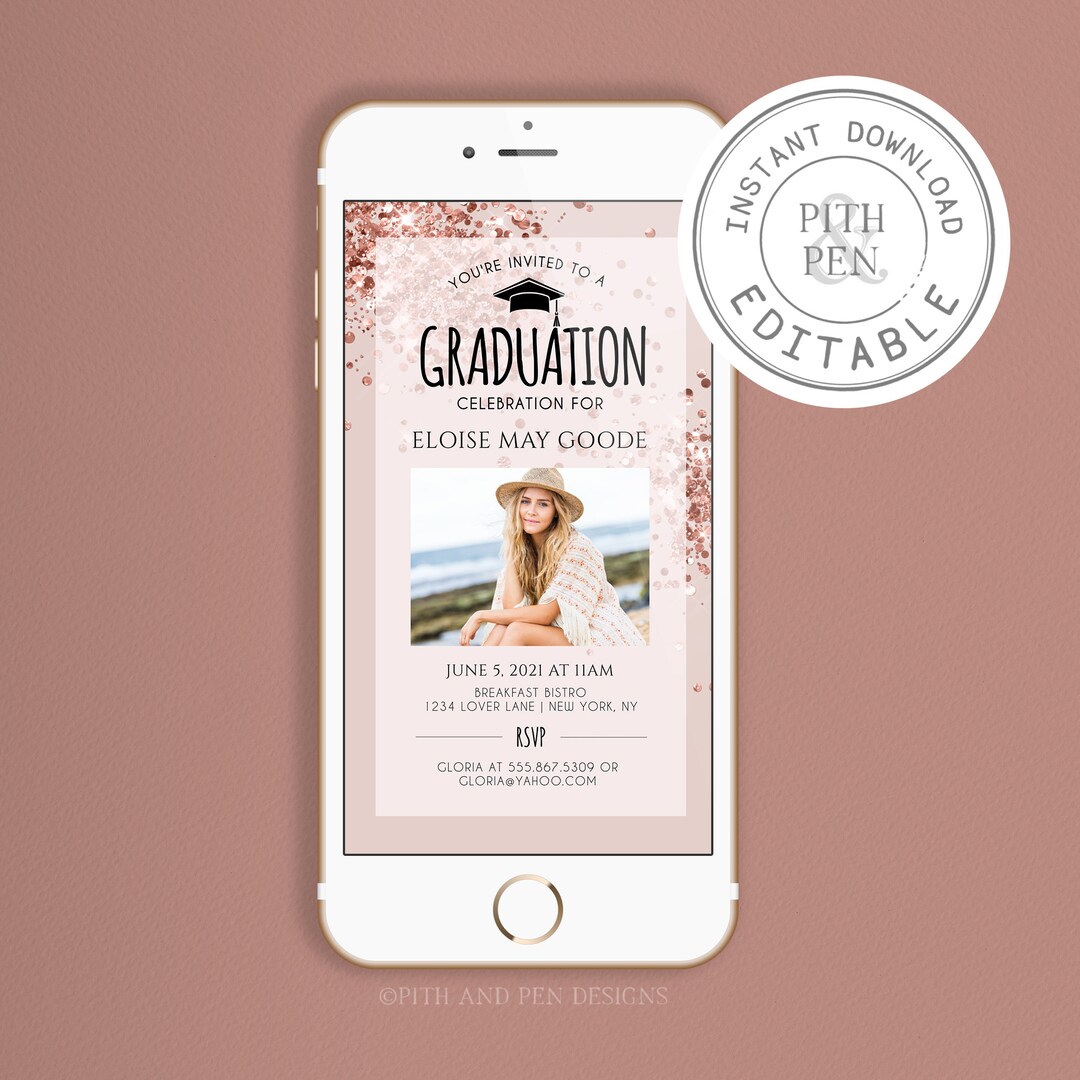 Digital Graduation Party Invitation, DIY Electronic Grad Evite, Instant ...