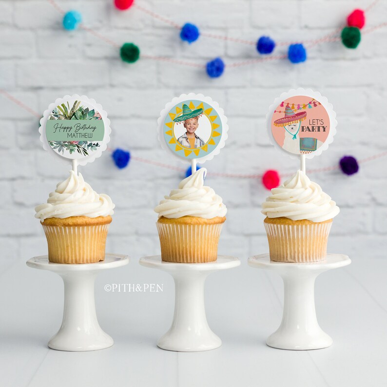 Fiesta Party Cupcake Topper Printable Cupcake Label Party - Etsy
