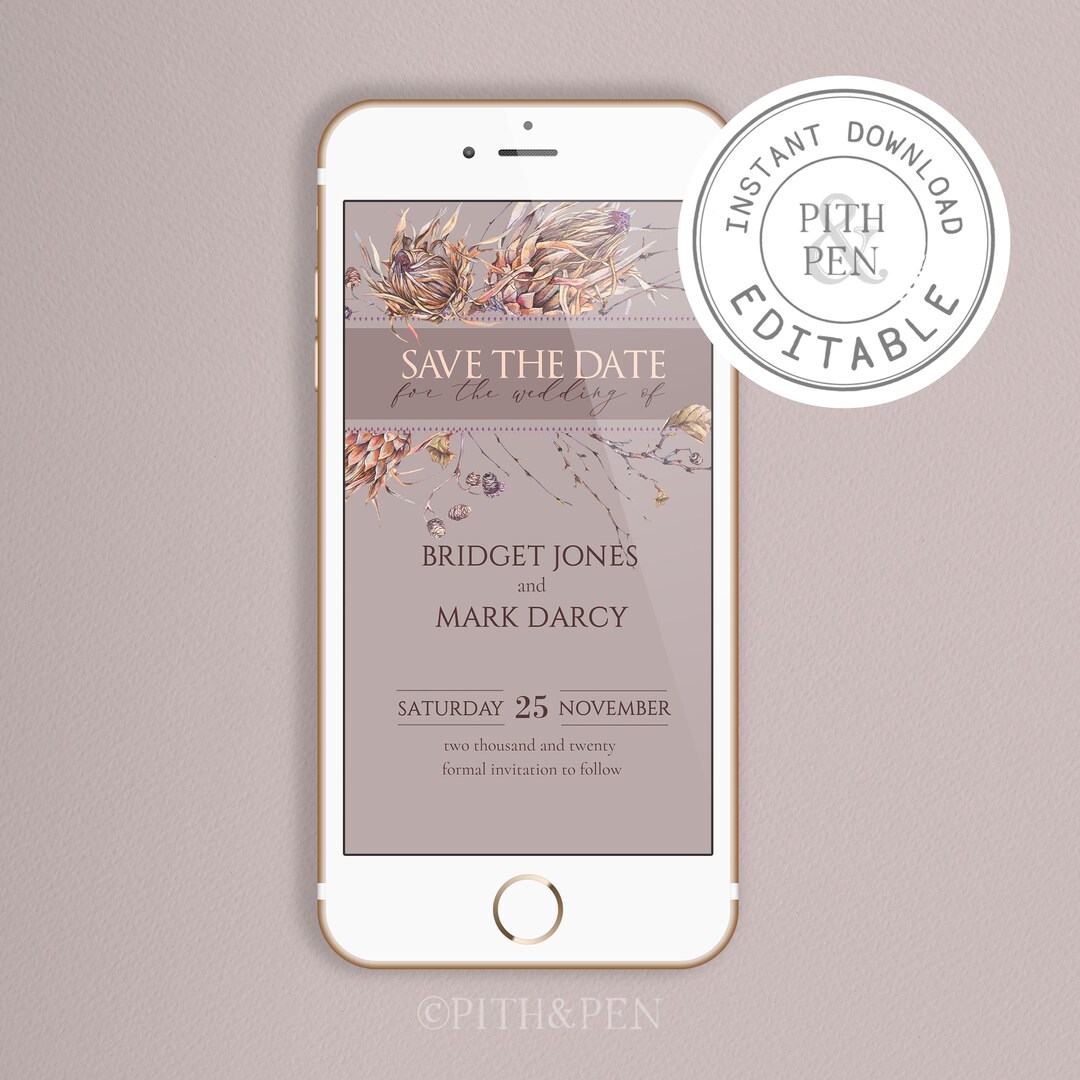 Rustic Thistle Wedding Save the Date, DIY Custom Evite, Editable ...