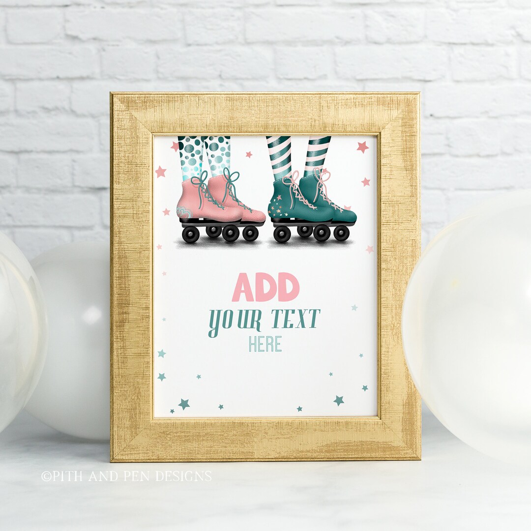 Printable Roller Skating Party Signs, DIY Birthday Party, Printable ...