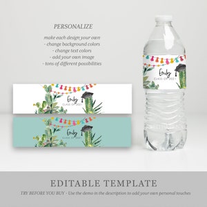 Graduation Fiesta Party Water Bottle Label, PRINTABLE Water Bottle ...