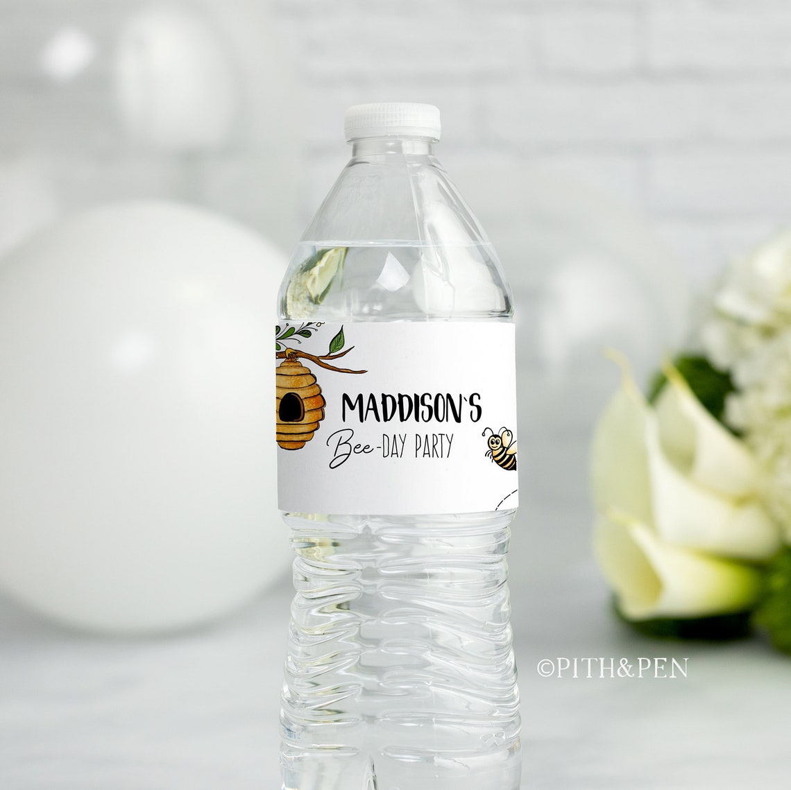 Honey Bee Water Bottle Label, PRINTABLE Water Bottle Label, Instant ...