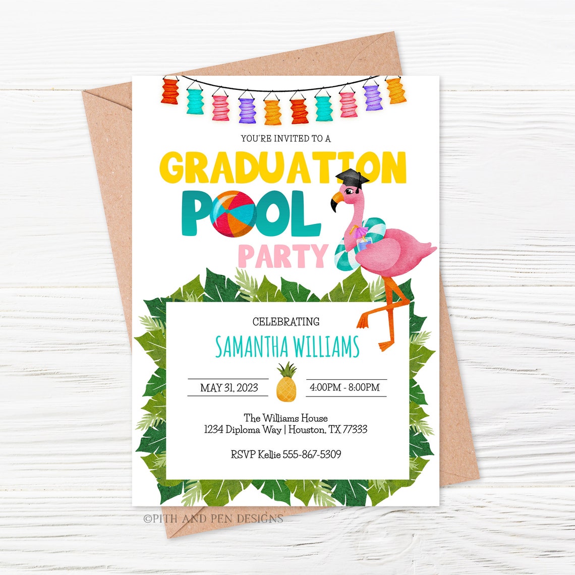 Graduation Pool Party Invitation Printable Summer Party - Etsy