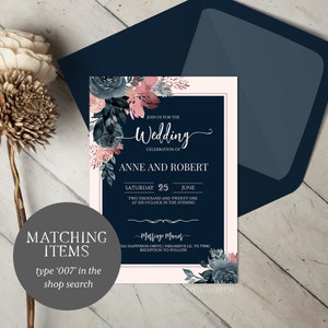 Mauve and Navy Water Bottle Label Template, EDITABLE Water Bottle Label ...