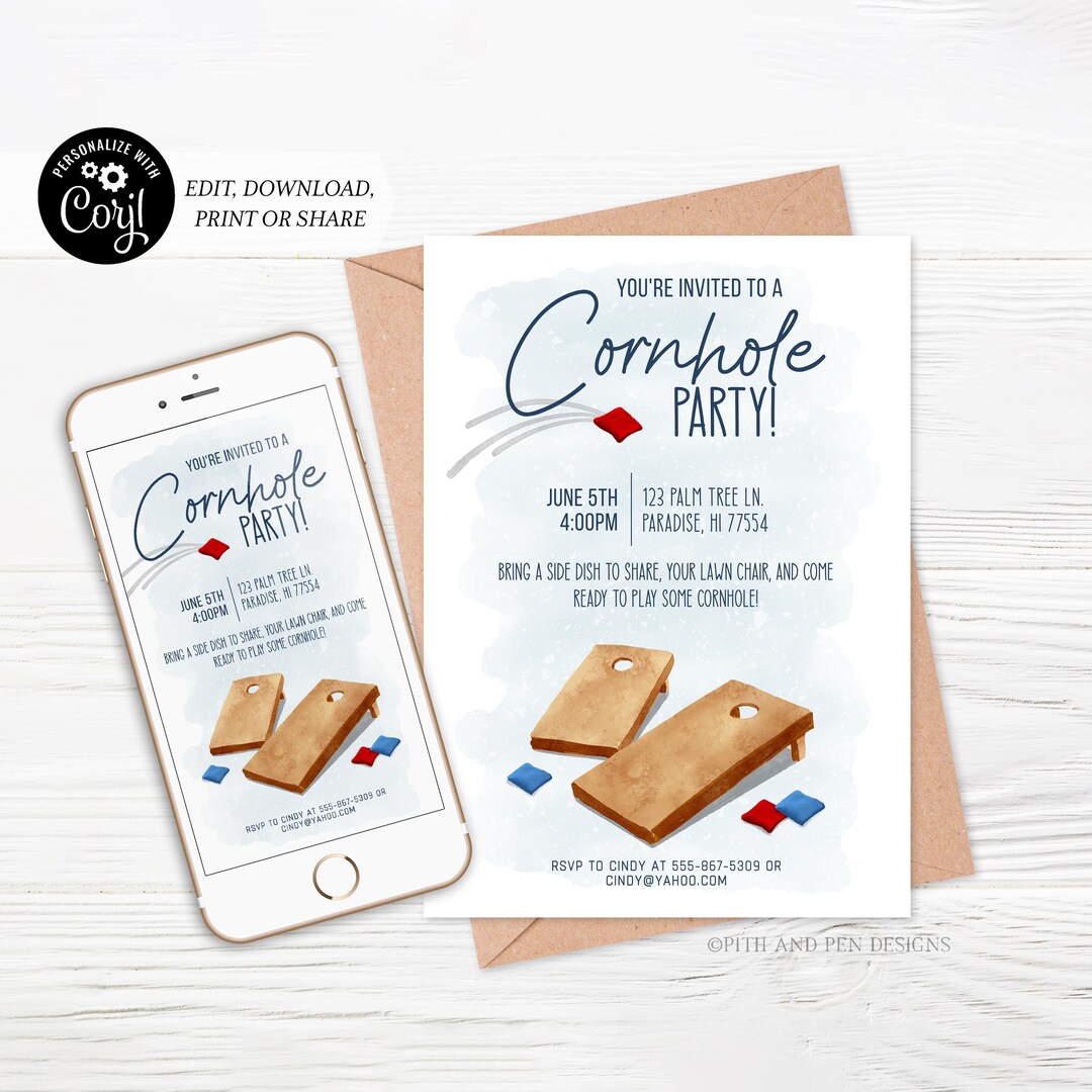 Cornhole Party Invitation | Boss of the Toss | Printable and Digital ...