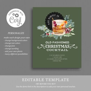 Old Fashioned Recipe Christmas Party Sign, Holiday Party Sign, DIY ...