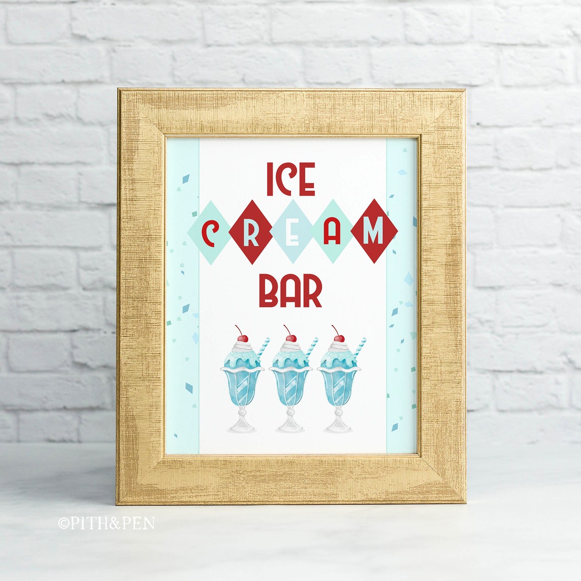 Ice Cream Bar Party Sign, Printable Sundae Sign, Instant Download #057 ...