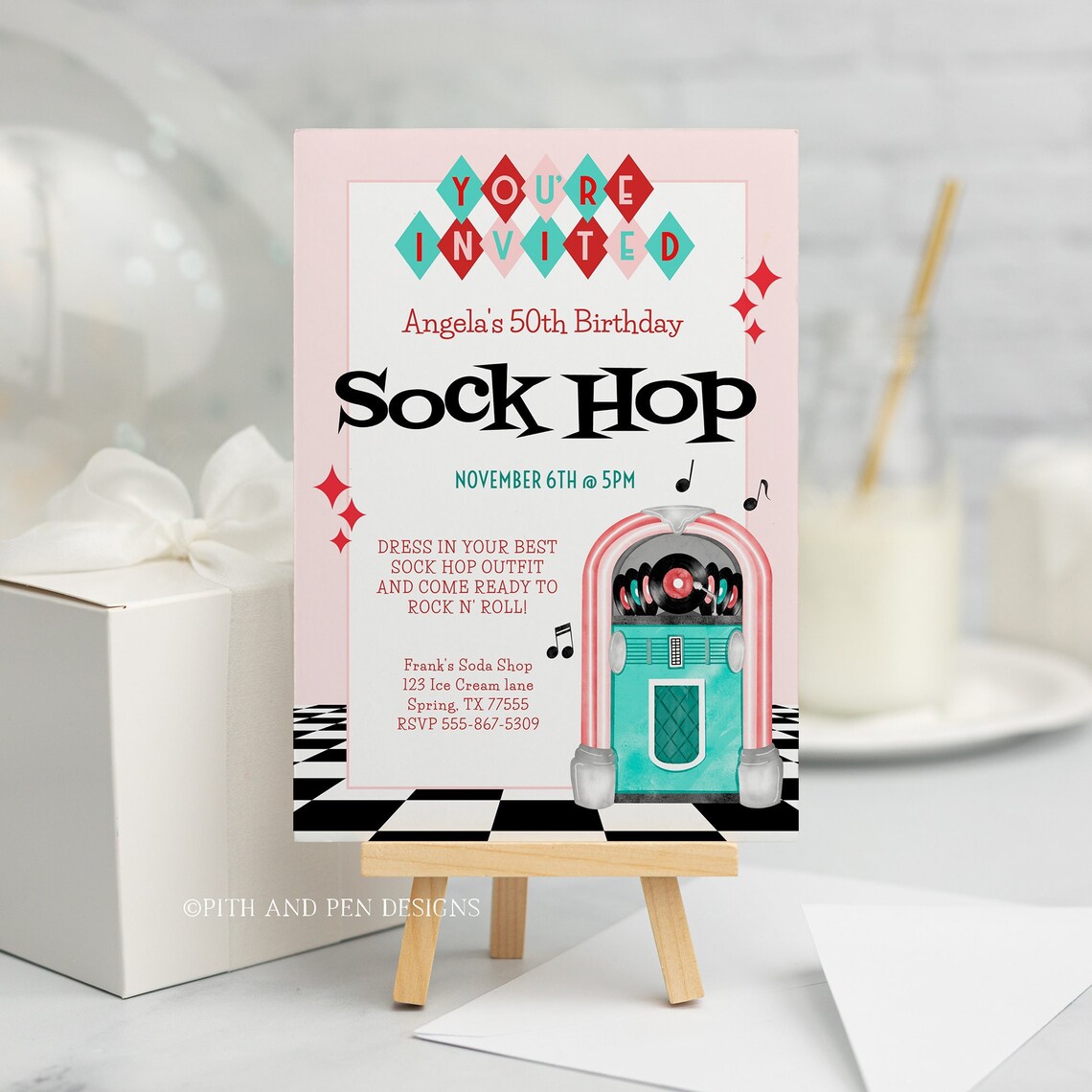 Printable Sock Hop Birthday Party Invitation 1950's - Etsy
