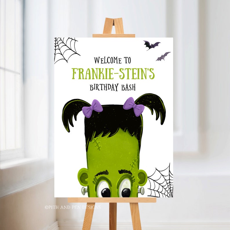Halloween Birthday Party Sign Printable Frankenstein Party - Etsy