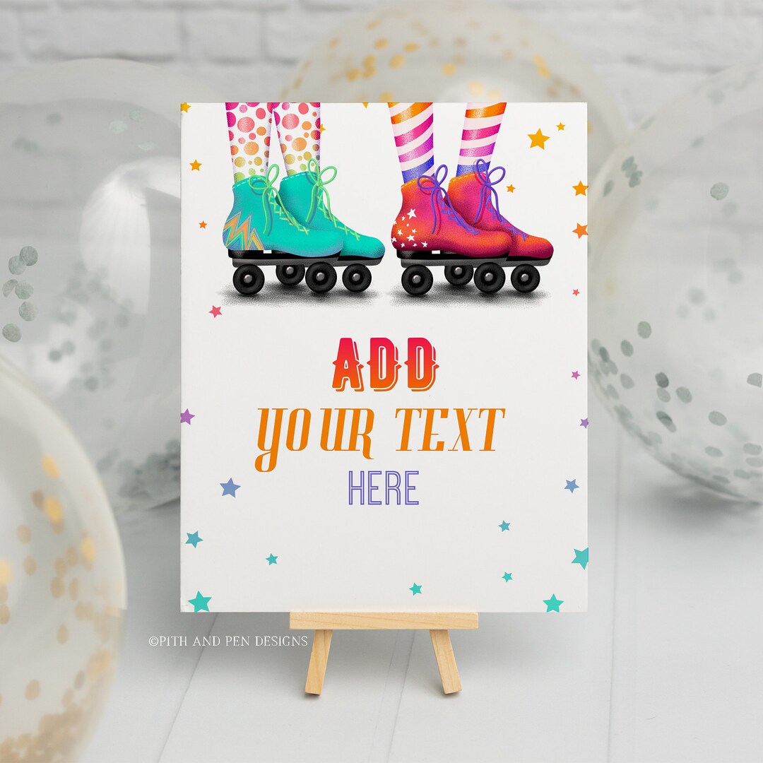 Printable Roller Skating Party Signs, DIY Birthday Party, Printable ...