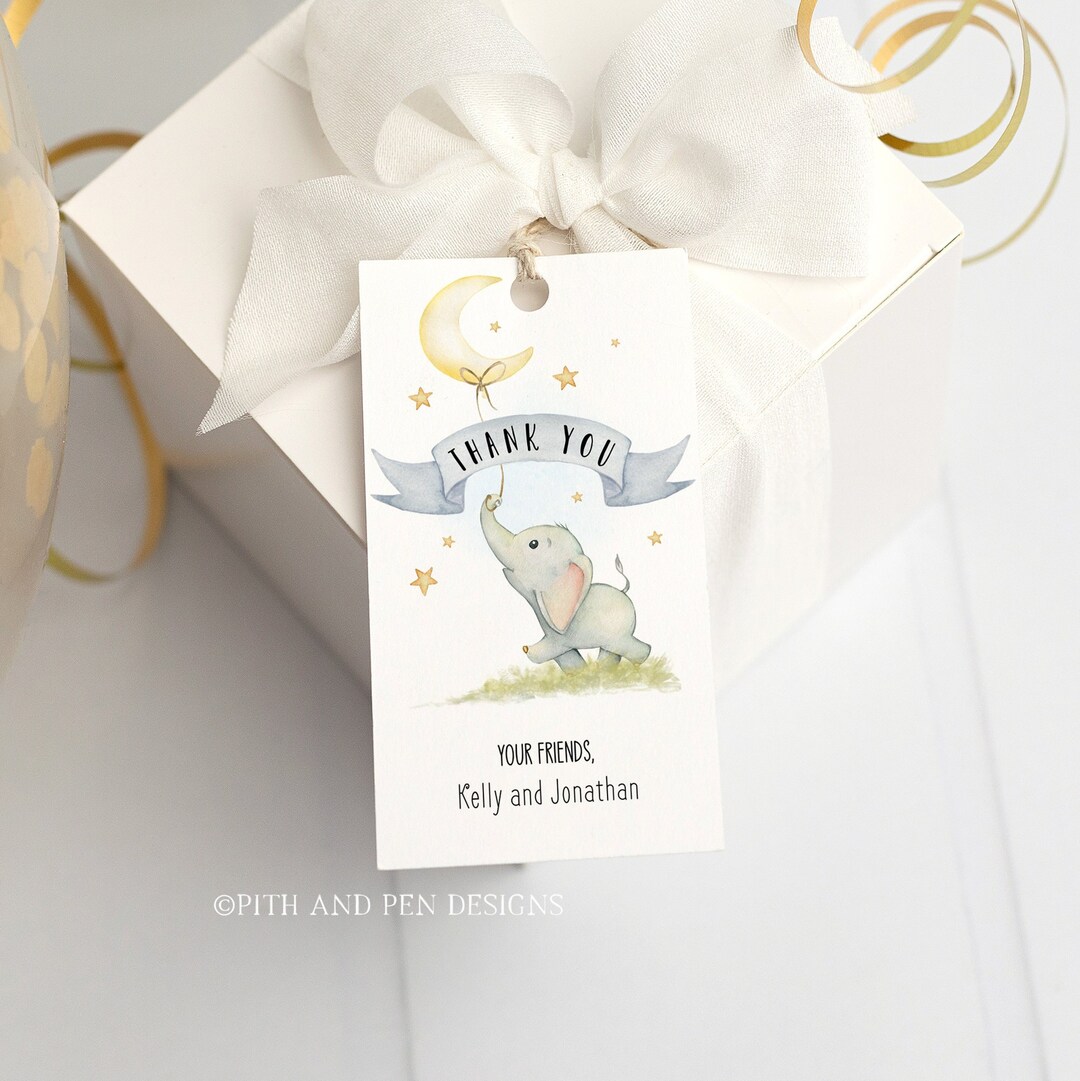Elephant Gift Tag, Printable Thank You Tag, Instant Download, Corjl ...