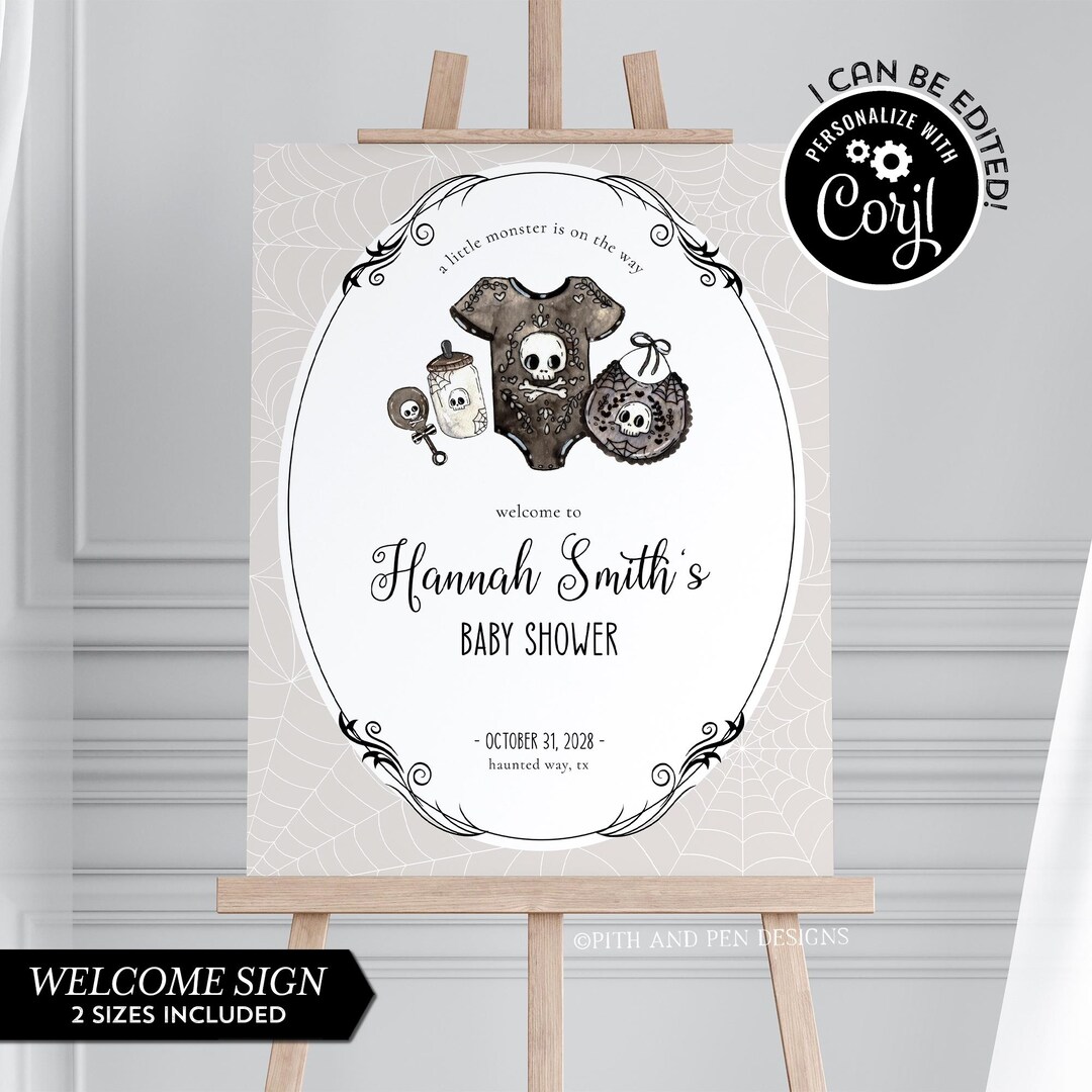 Goth Baby Shower Welcome Sign | Printable and Editable - Corjl #088 ...