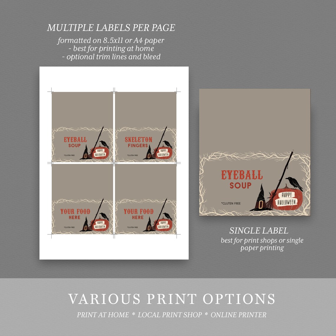 Halloween Party Food Label, Printable Buffet Card, Instant Download ...